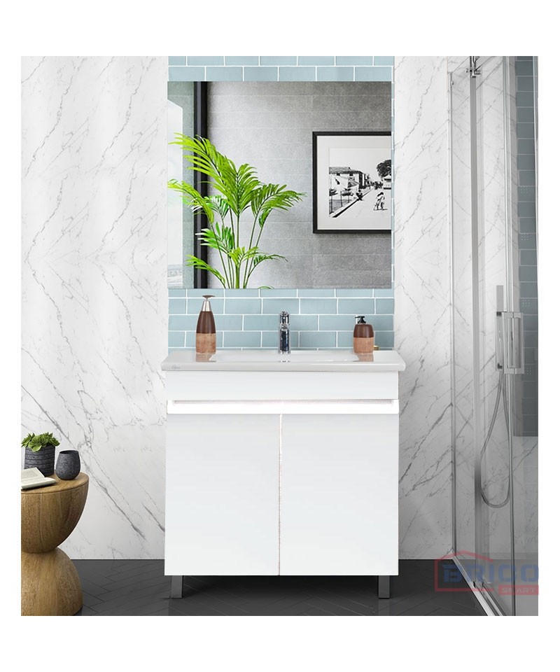 Meuble de salle de bain avec pieds (80*46cm) Couleur Blanc